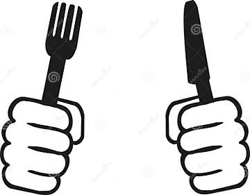 Hands with knife and fork stock vector. Illustration of cooking - 107168857