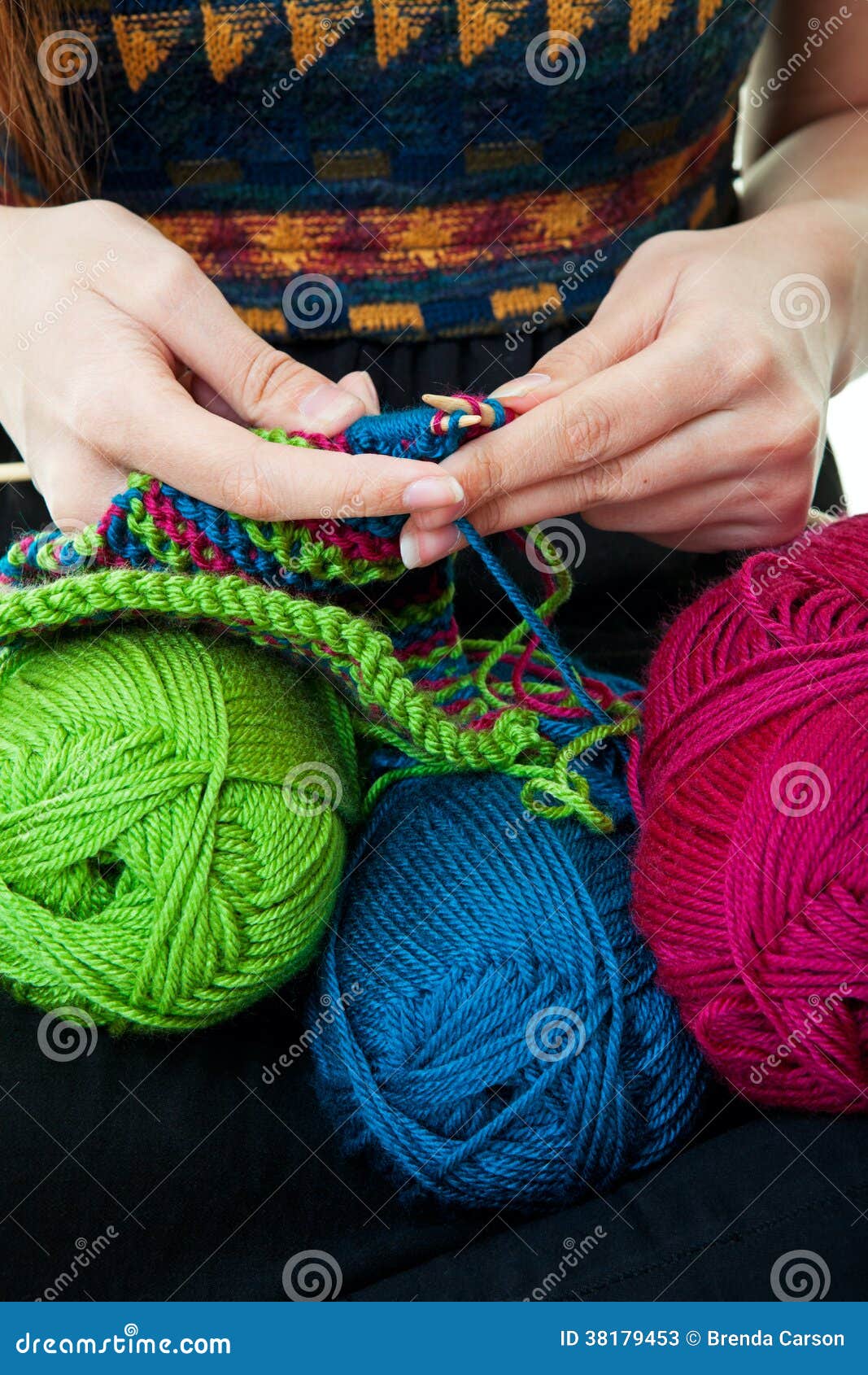 Hands Knitting stock image. Image of scarf, blue, needlecraft - 38179453