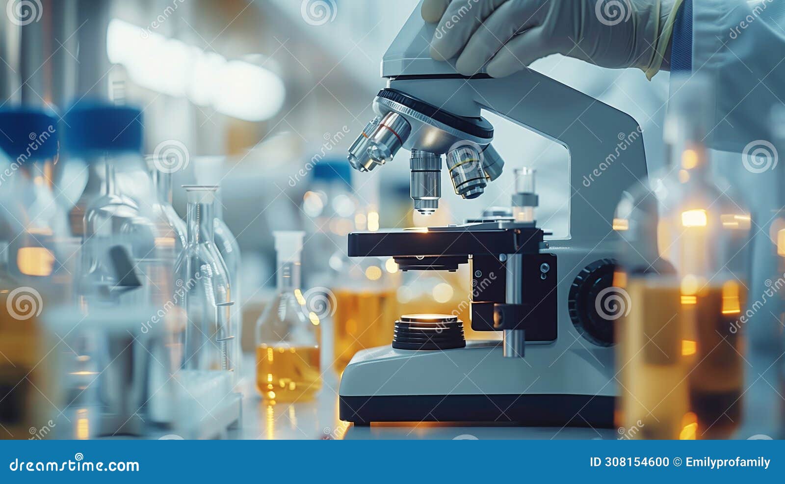 Scientific Hands Wearing Blue Protective Gloves Gripping Inoculation ...