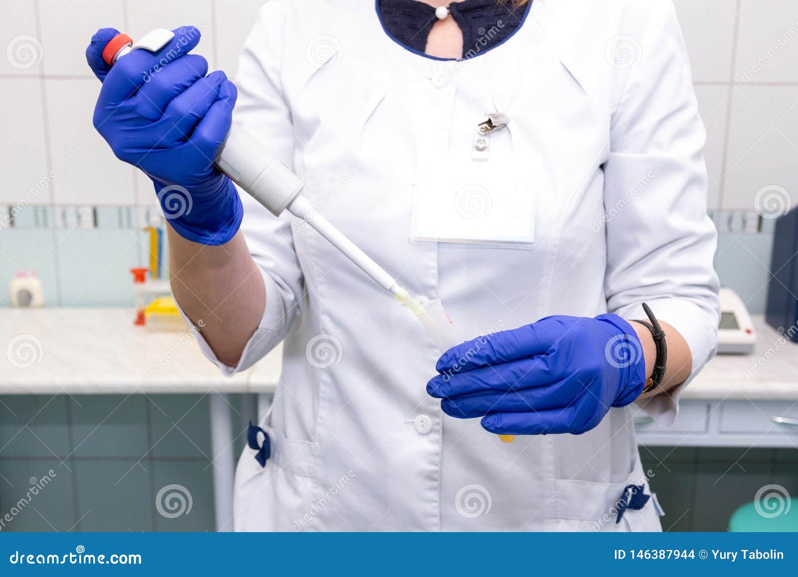 In the Hands of a Laboratory Assistant for Blood Testing. Stock Photo ...