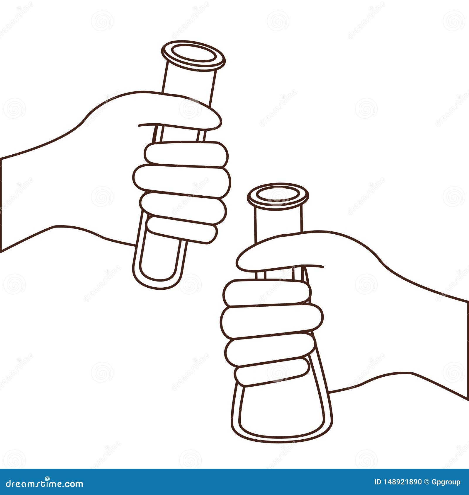 Hands with Laboratory Instruments in White Background Stock Vector ...