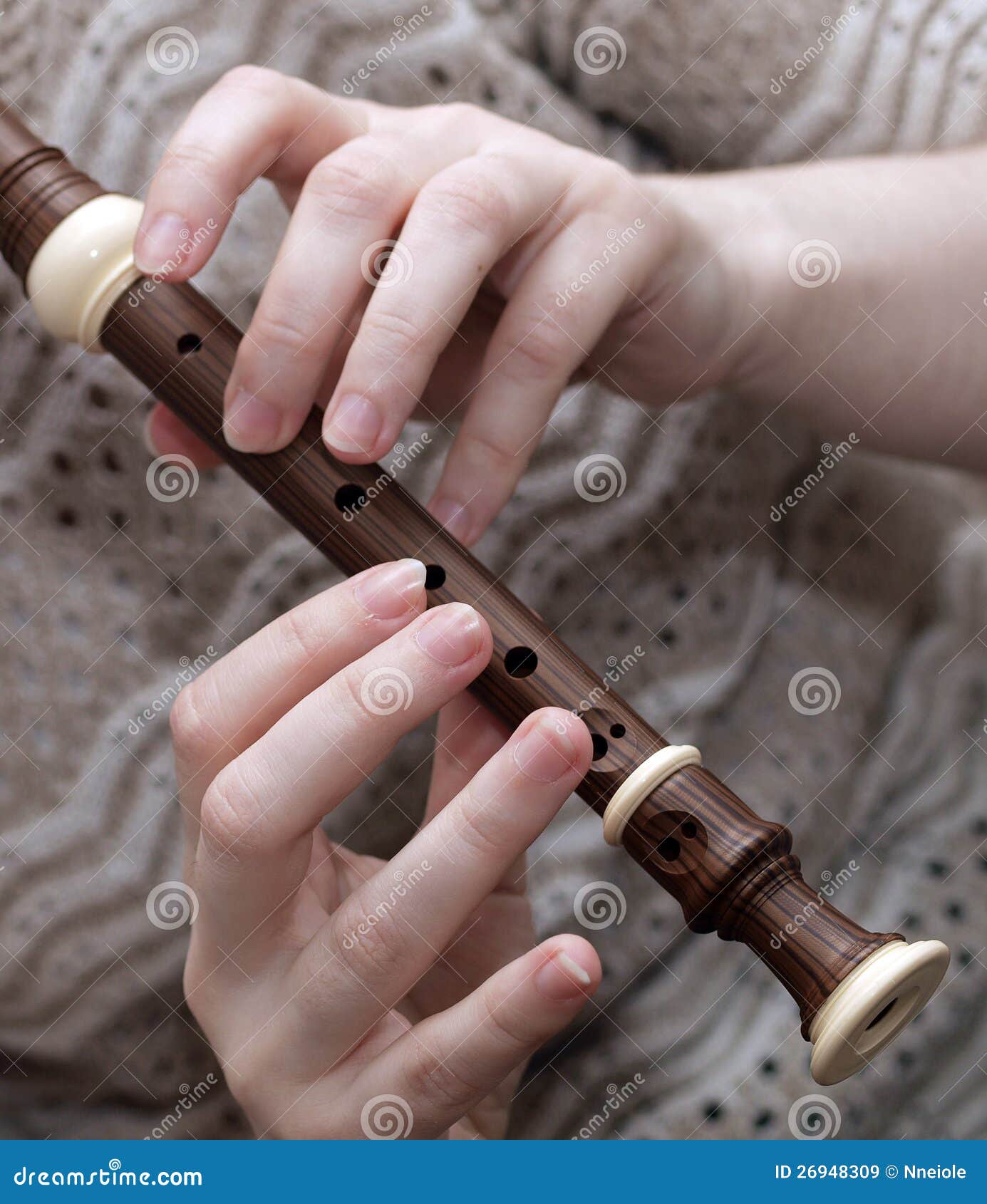 Hands of a Lady Playing a Recorder Stock Image - Image of woman, note ...