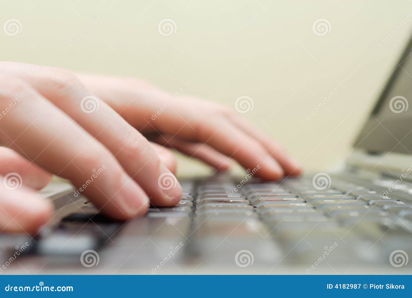 Hands on laptop closeup stock image. Image of keys, touching - 4182987