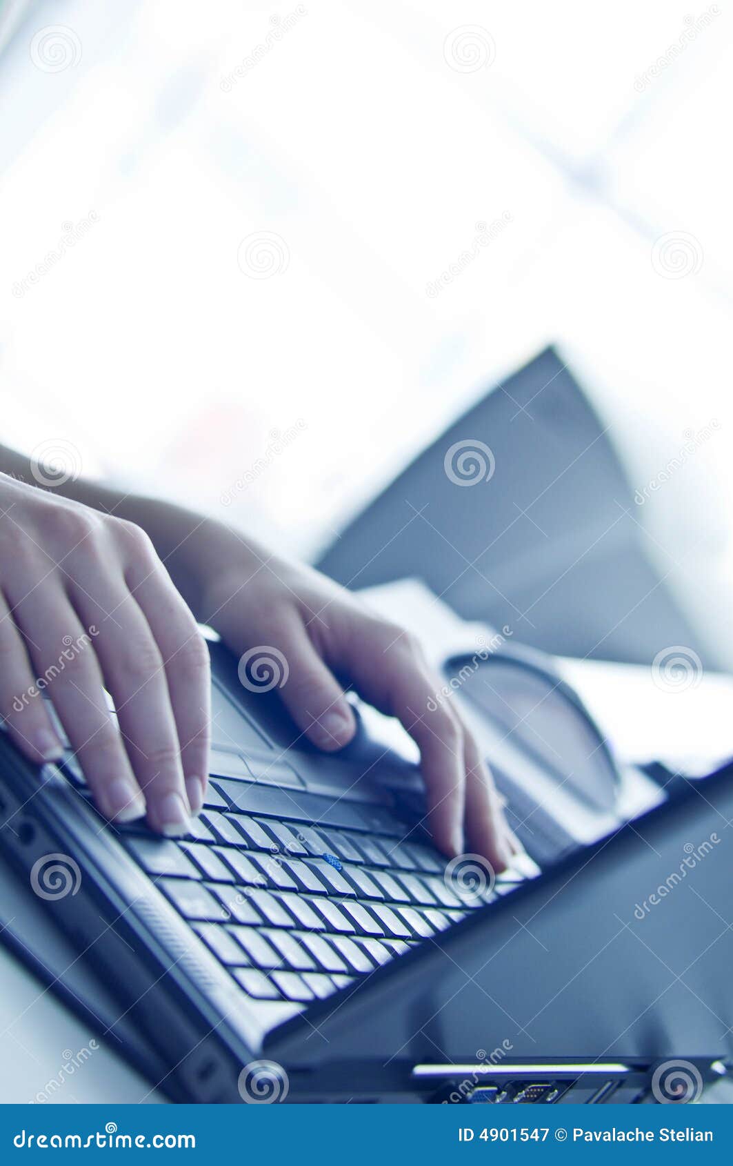 Hands on laptop computer stock image. Image of play, hands - 4901547