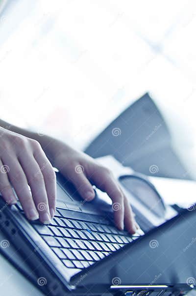 Hands on laptop computer stock image. Image of play, hands - 4901547