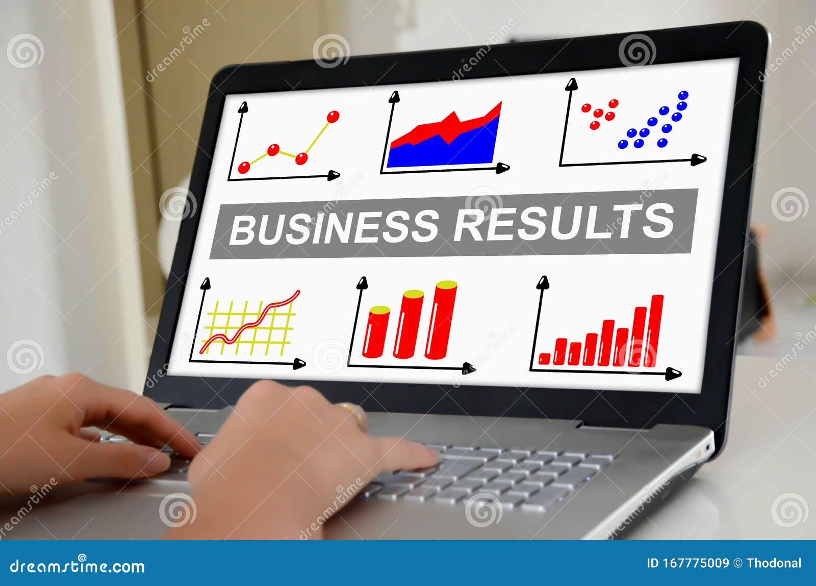 Business Results Concept on a Laptop Screen Stock Image - Image of work ...