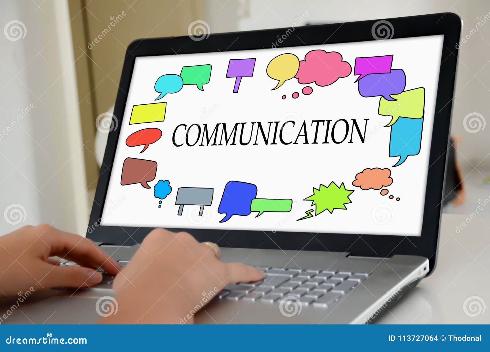Communication Concept on a Laptop Screen Stock Photo - Image of ...