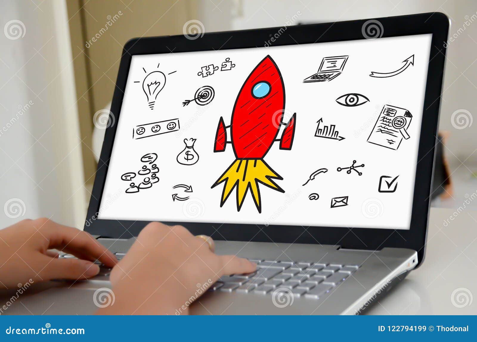Start Up Concept on a Laptop Screen Stock Image - Image of startup ...