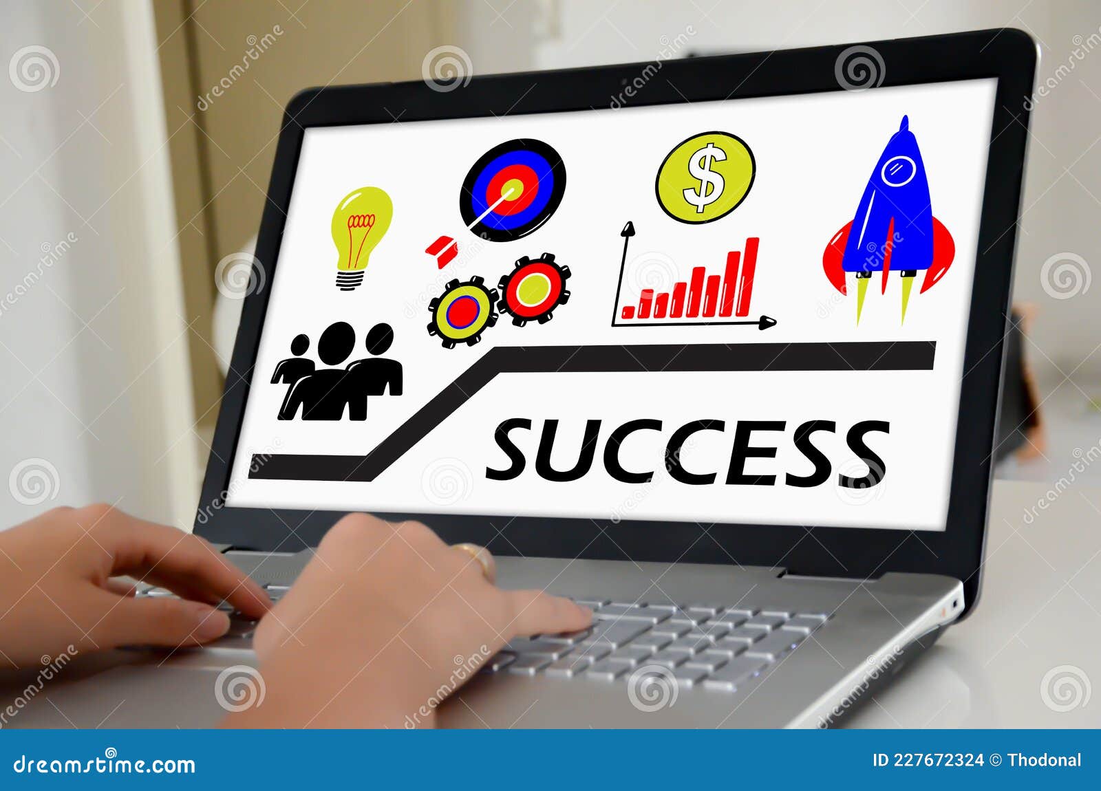 Success Concept on a Laptop Screen Stock Photo - Image of corporate ...