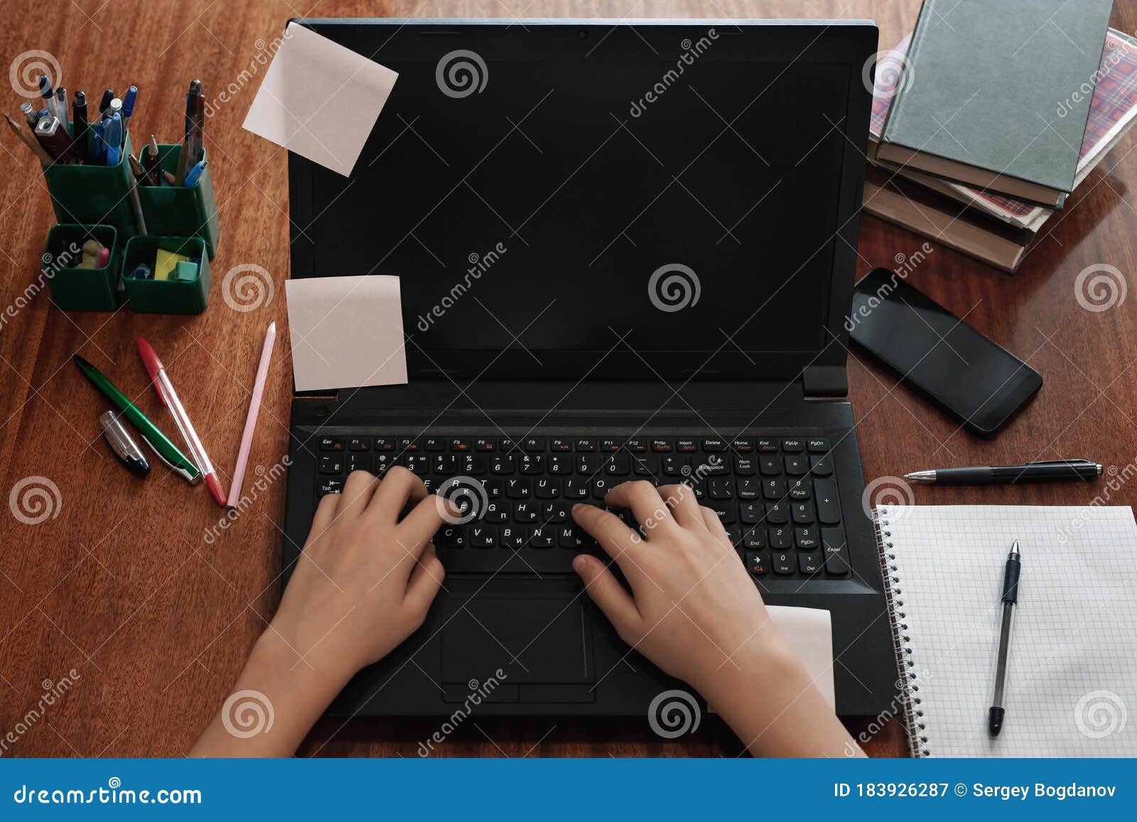Hands and laptop stock image. Image of learning, electronic - 183926287