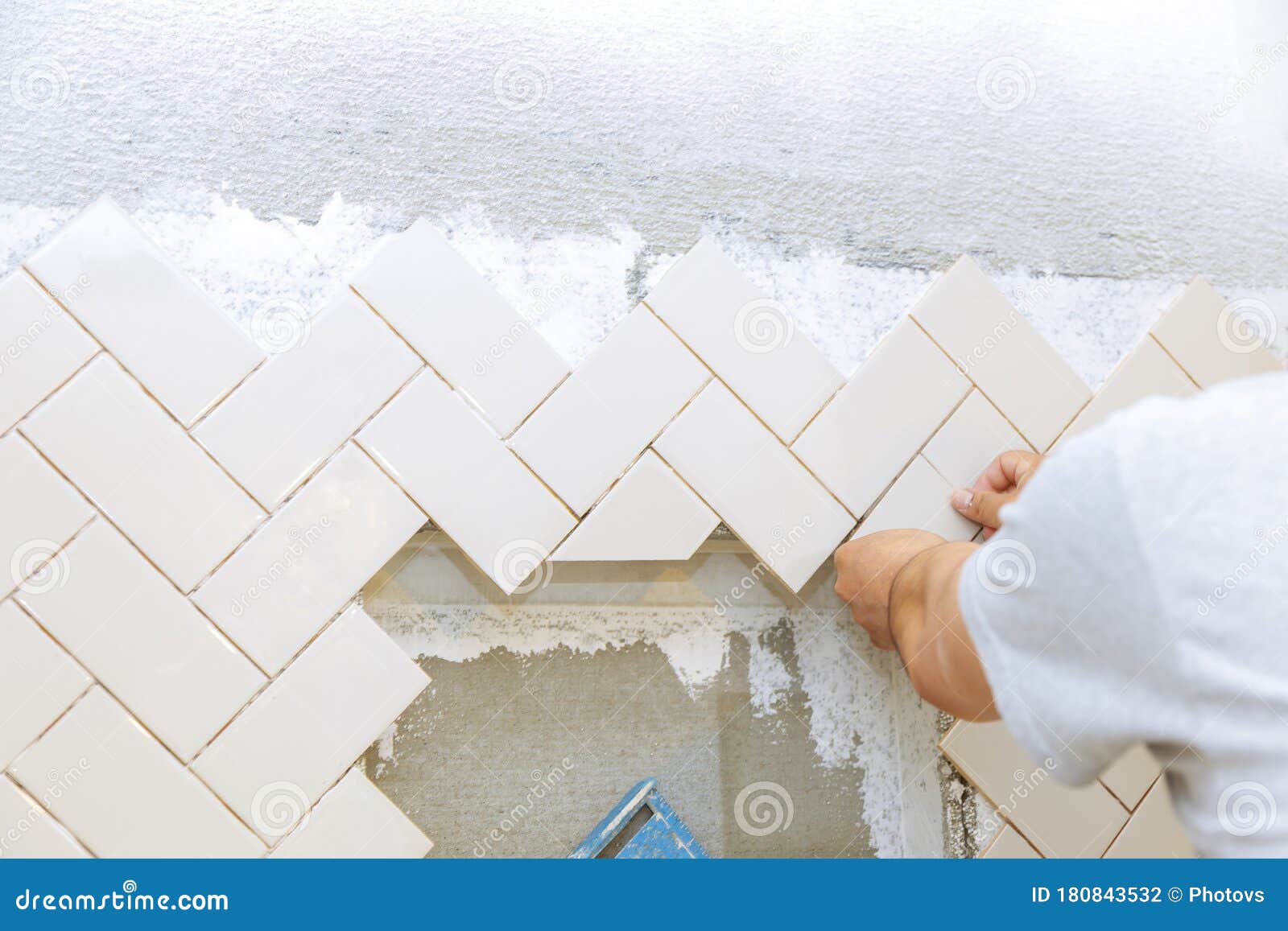 The Hands of Laying the Tiles the Ceramic Tile Stock Photo - Image of ...
