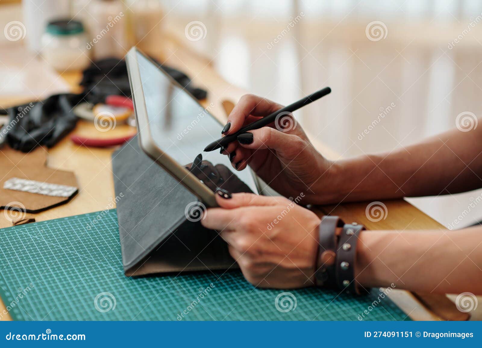 Leather Worker Drawing Pattern Stock Image - Image of handmade, order ...