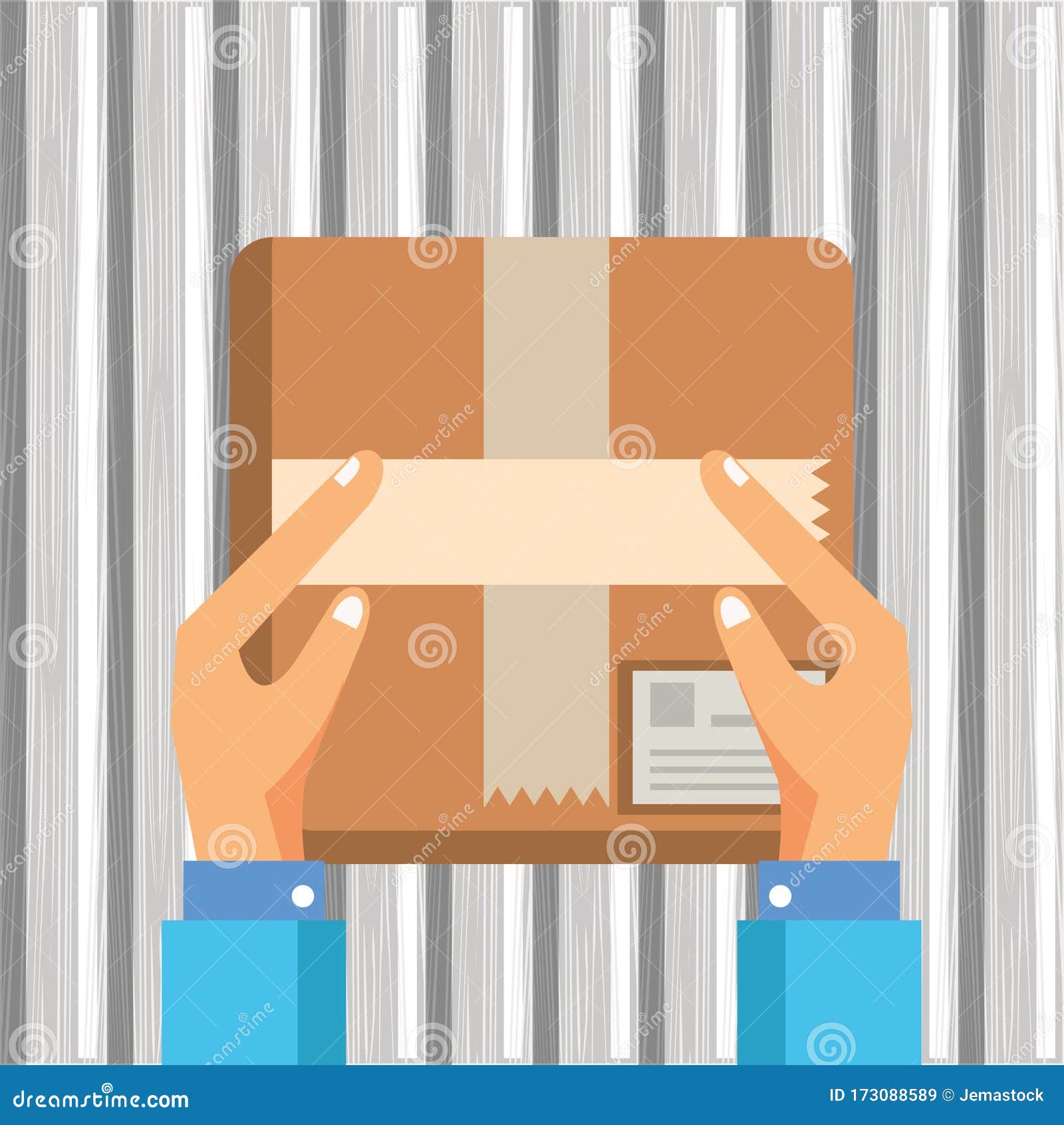 Hands Lifting Box Carton Packing Postal Service Stock Vector ...