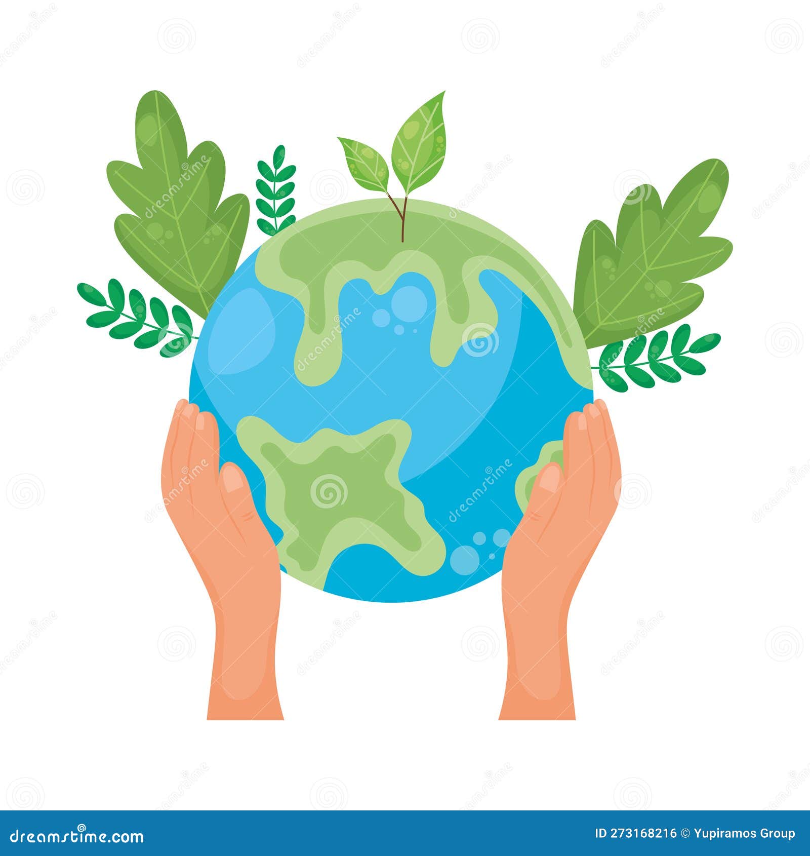 Hands Lifting Earth with Leafs Stock Vector - Illustration of space ...