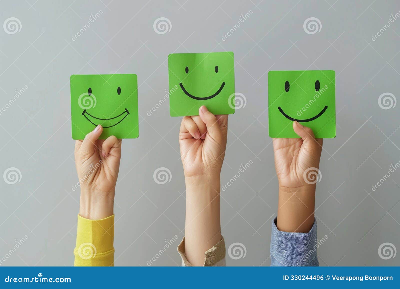 Hands Lifting Green Smiley, Satisfaction Survey Symbol, Cheerful Light ...