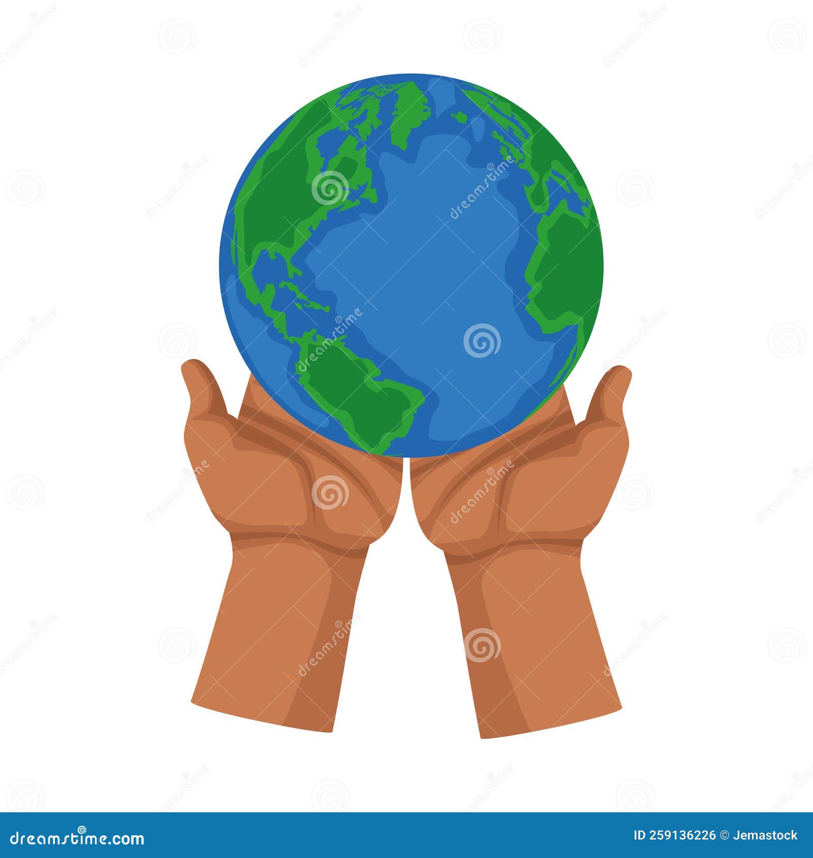 Hands lifting planet earth stock vector. Illustration of ocean - 259136226