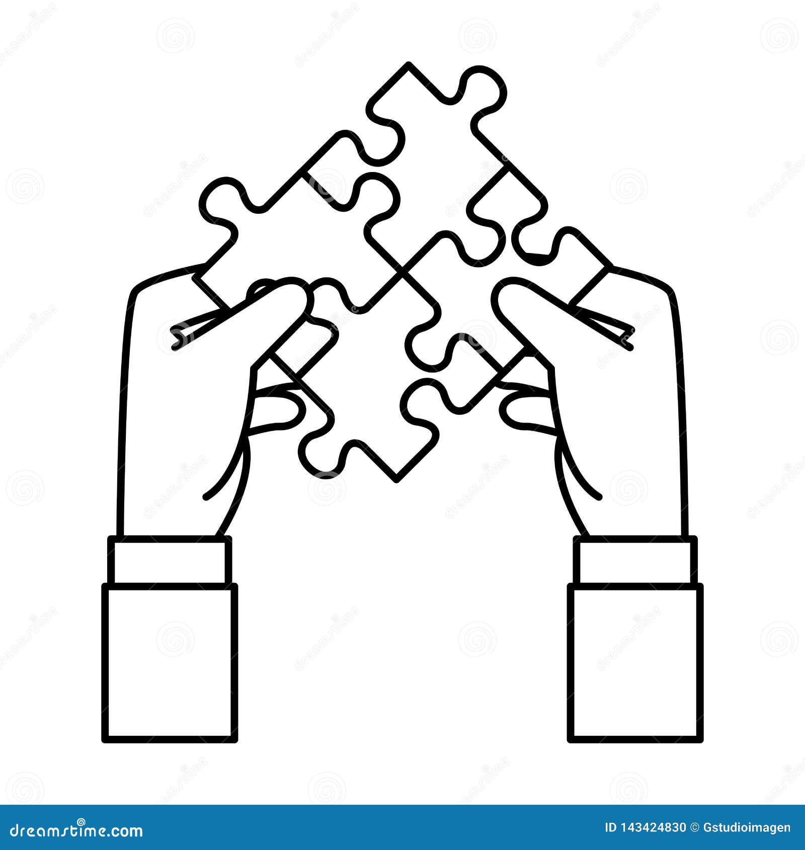 Hands Lifting Puzzle Attached Solution Stock Vector - Illustration of ...
