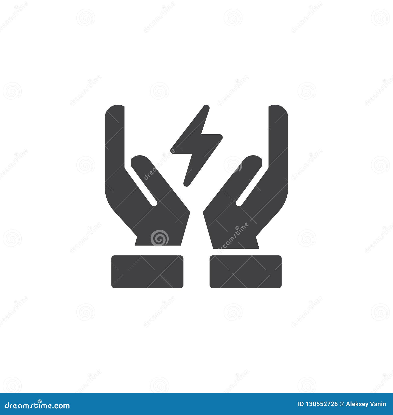 Hands and Lightning Vector Icon Stock Vector - Illustration of flat ...