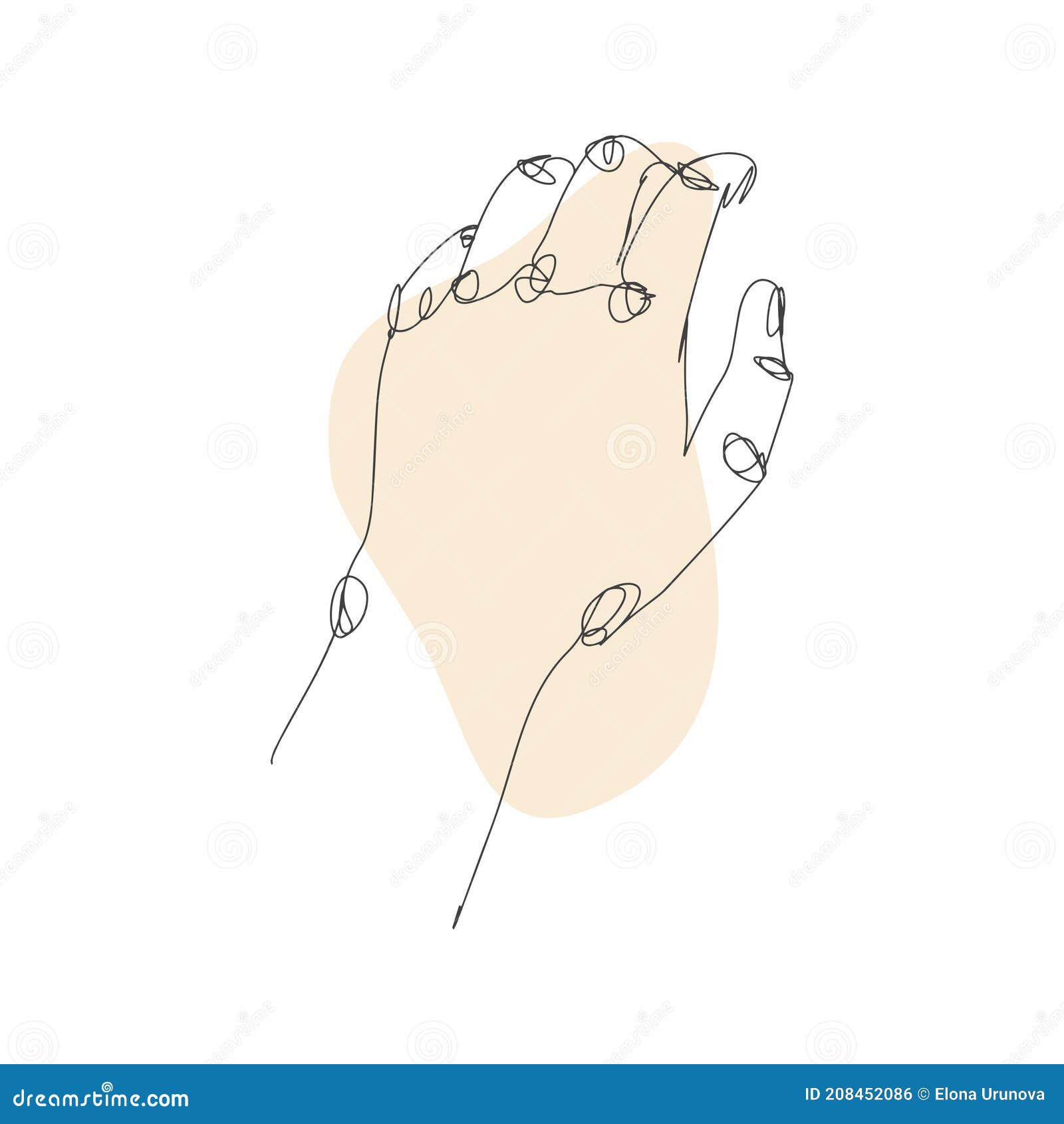 Hands Line Art. Hand Painting. Vector Sketch with Hand. Illustration ...