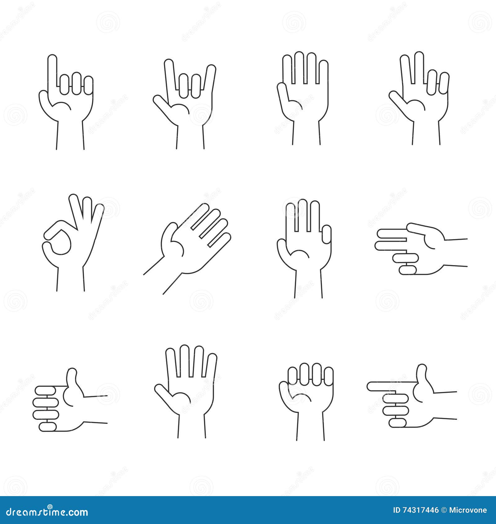 Hands Line Vector Icons Set Stock Vector - Illustration of design ...