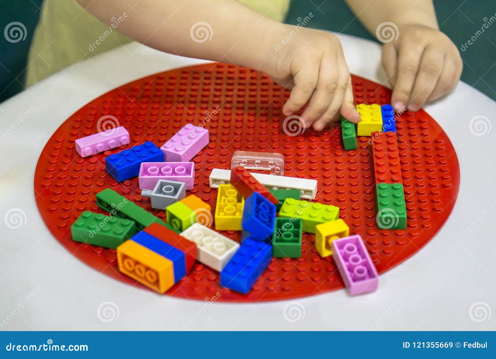 Hands of Little Child Playing with Constructor from Bricks Stock Image ...