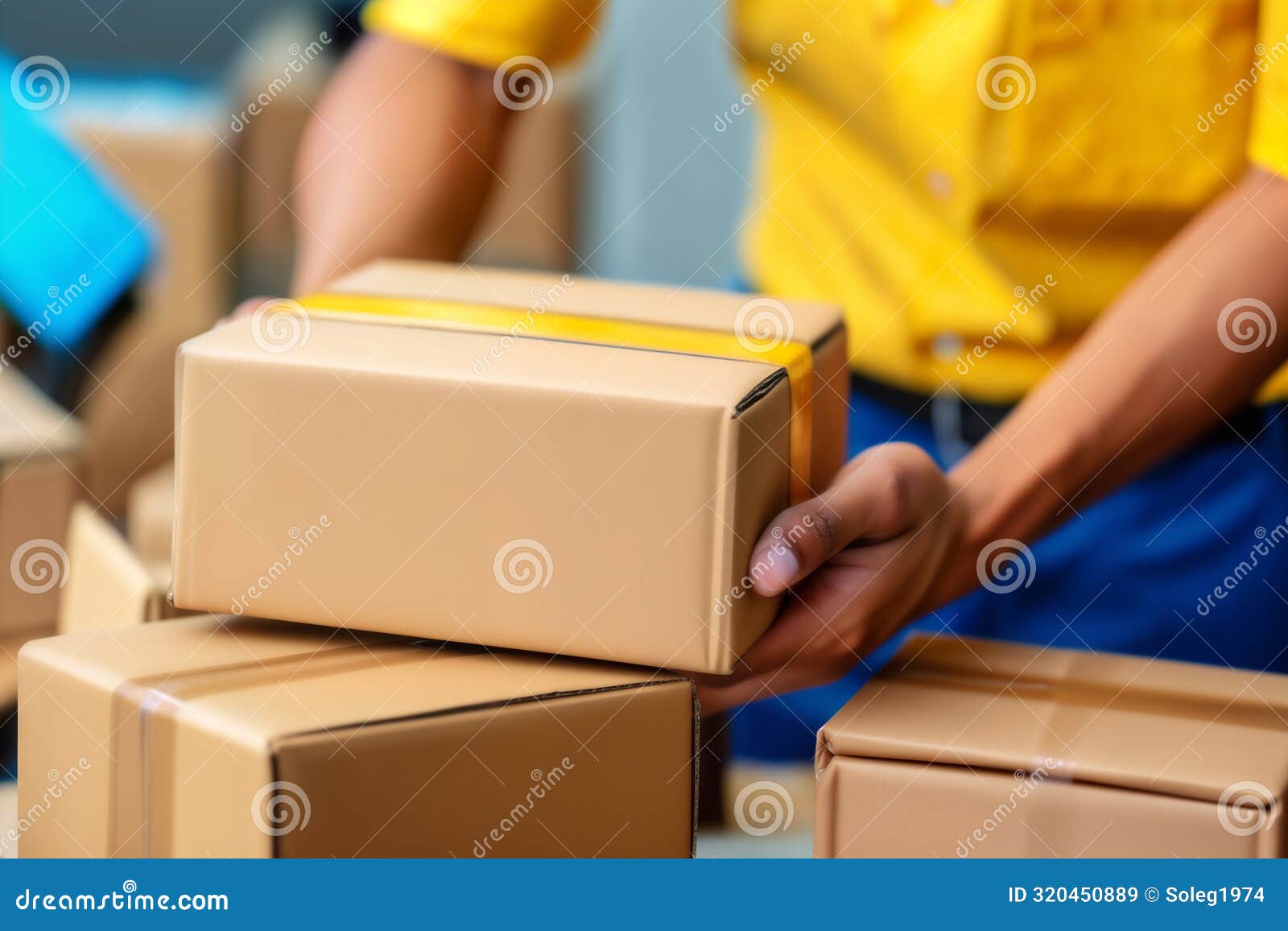 The Hands of the Loader Shift the Boxes, the Concept of Cargo ...