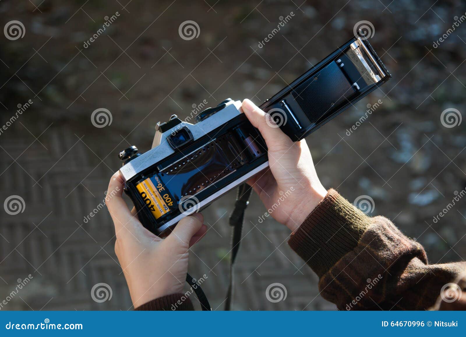 Hands loading film stock photo. Image of abstract, creative - 64670996