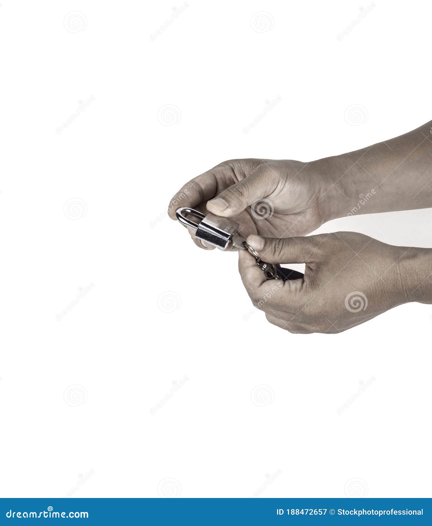 Hands with lock and key stock image. Image of male, close - 188472657