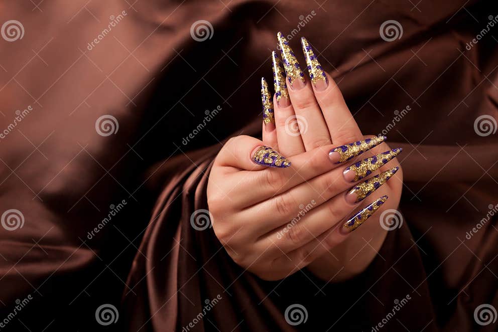 Hands with Long Fingernail and Beautiful Manicure Stock Photo - Image ...