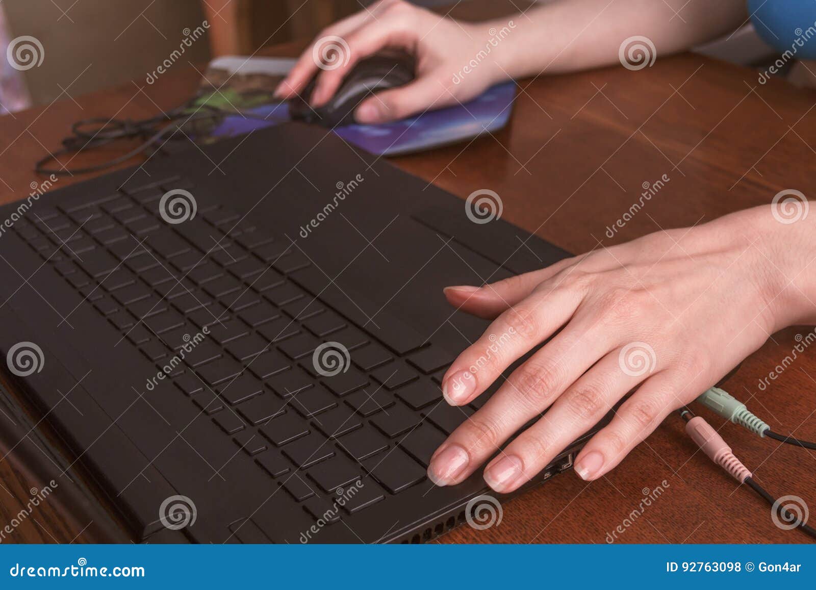 Hands with Long Fingers Over the Laptop Keyboard Stock Photo - Image of ...