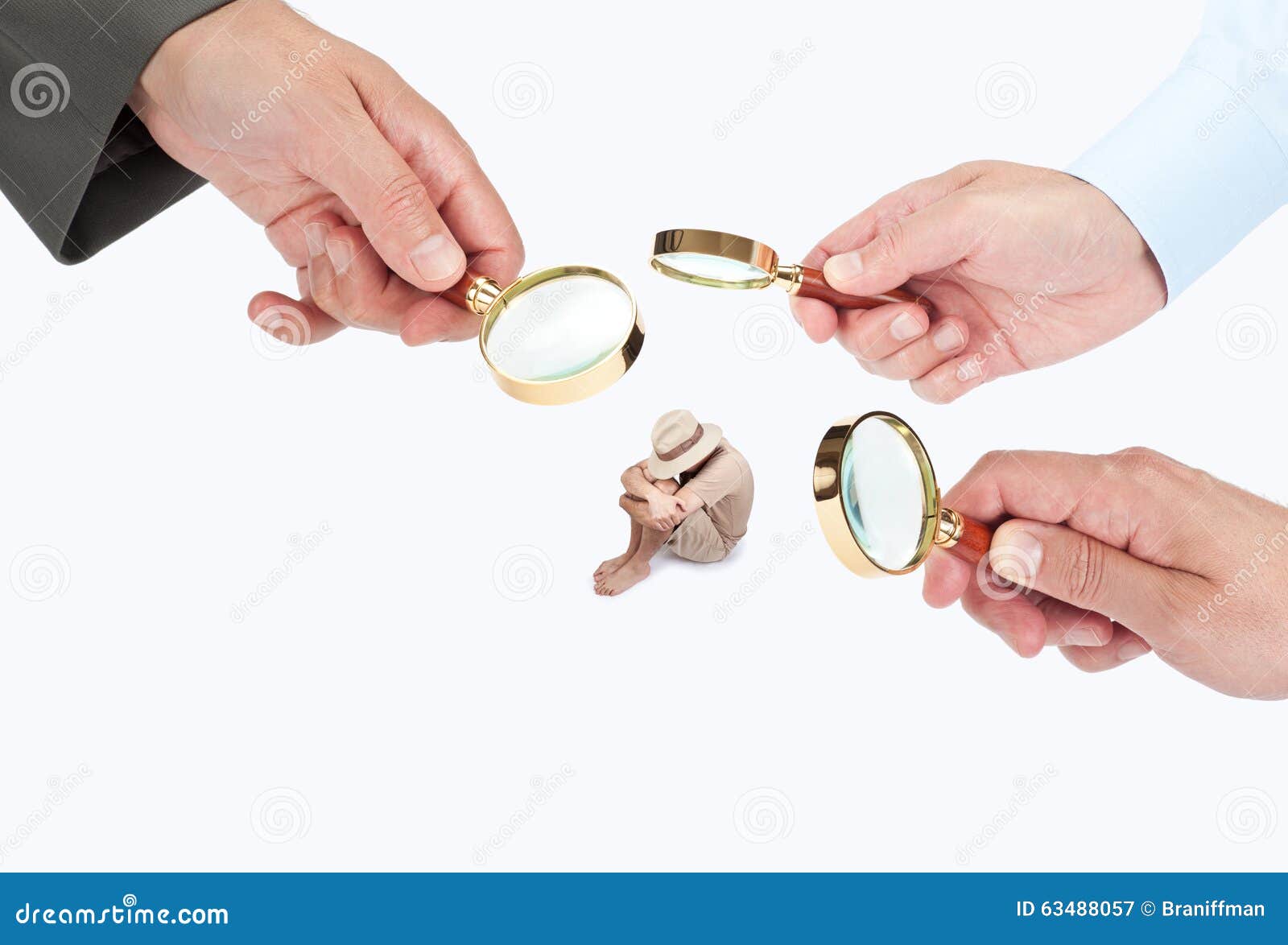 Hands with Magnifier Glasses Looking at a Person Stock Image - Image of ...