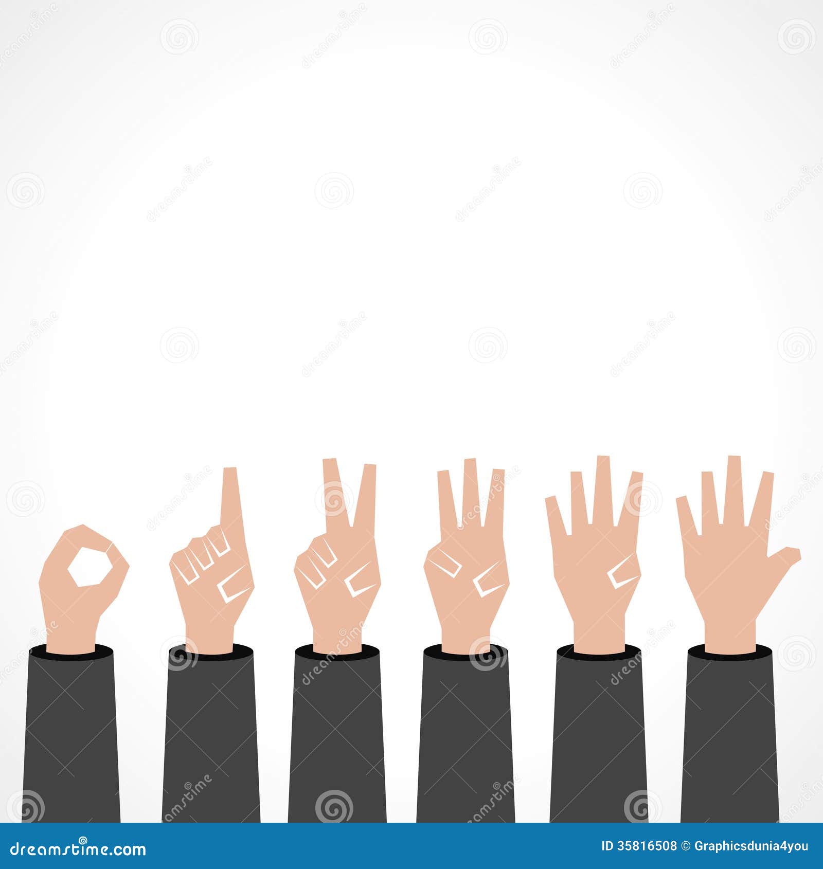 Hands Make Number Zero To Five Stock Vector - Illustration of gestures ...
