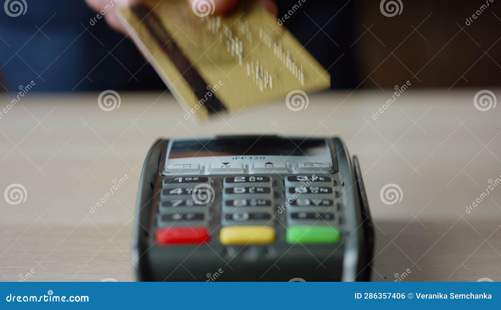 Hands Making Contactless Payment with Credit Card at Machine Terminal ...