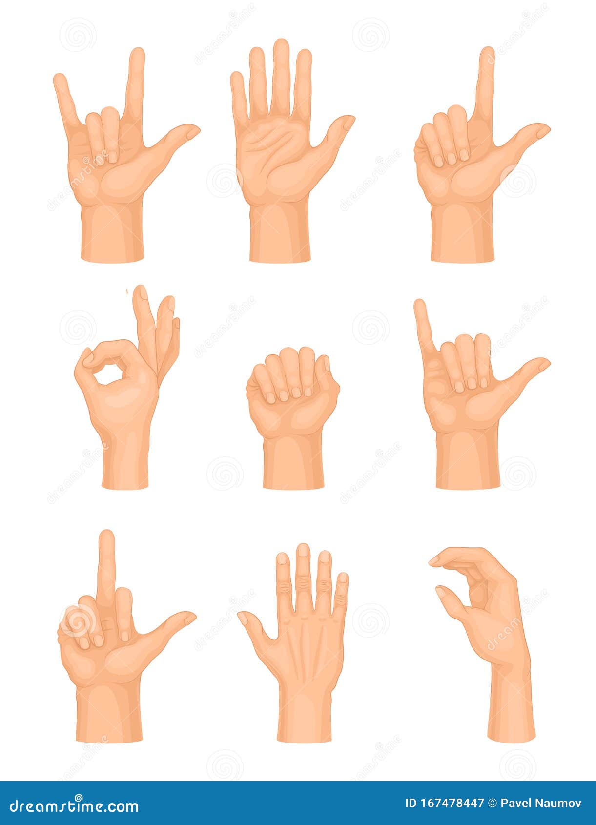 Hands Making Different Gestures and Signs Isolated on White Background ...
