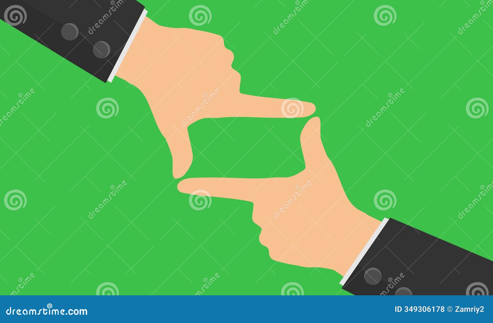 Hands Making a Frame Gesture on Green Background Stock Vector ...