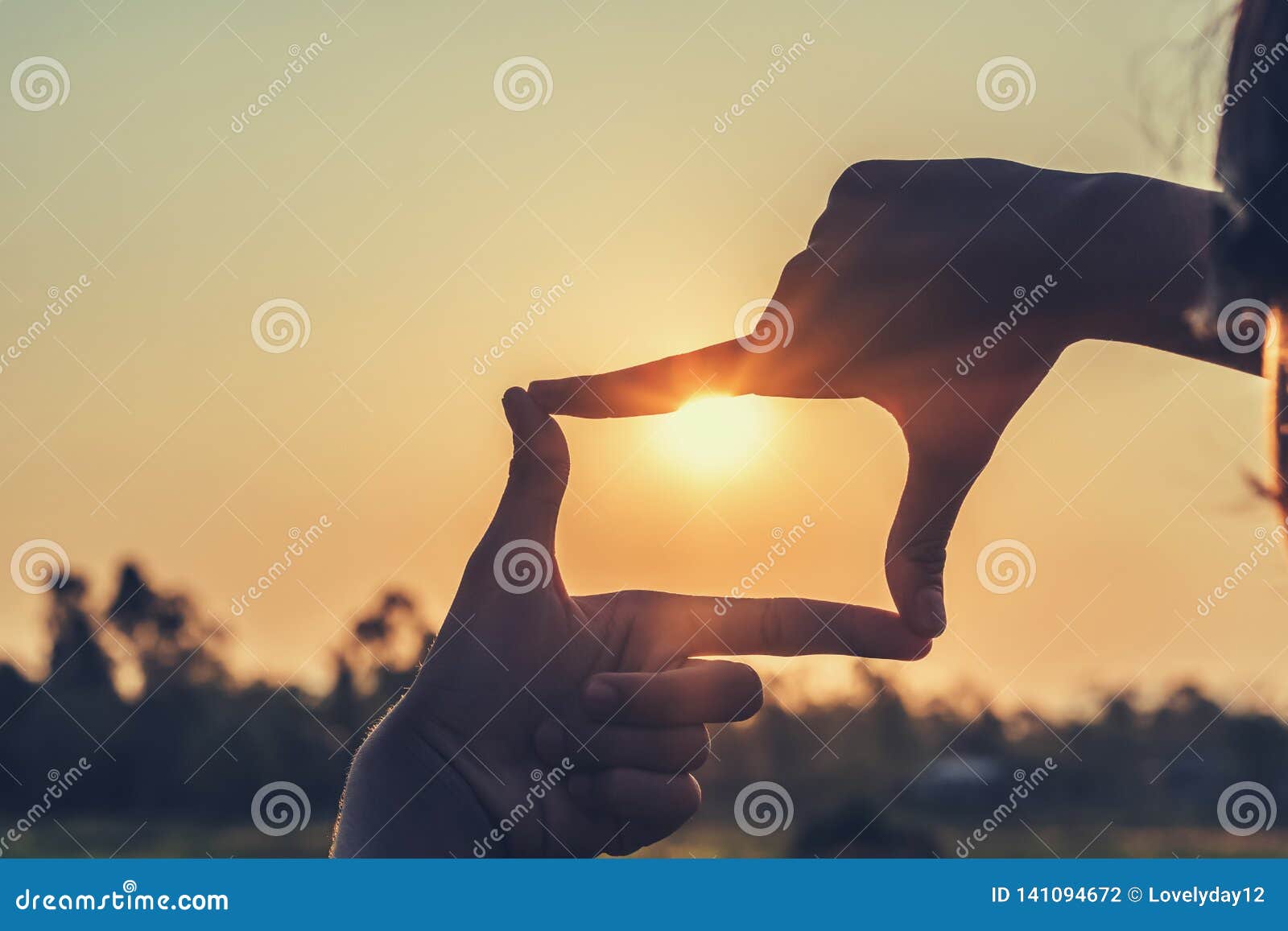 Hands Making Framing View Distant Stock Photo - Image of composition ...