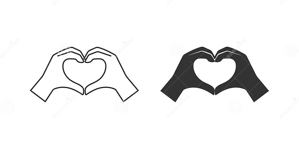 Hands Making A Heart Gesture Icon Vector Filled Style Sign For Mobile