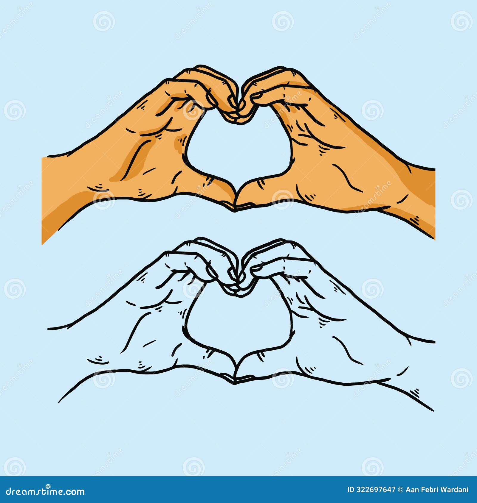 Hands making heart sign stock illustration. Illustration of diversity ...