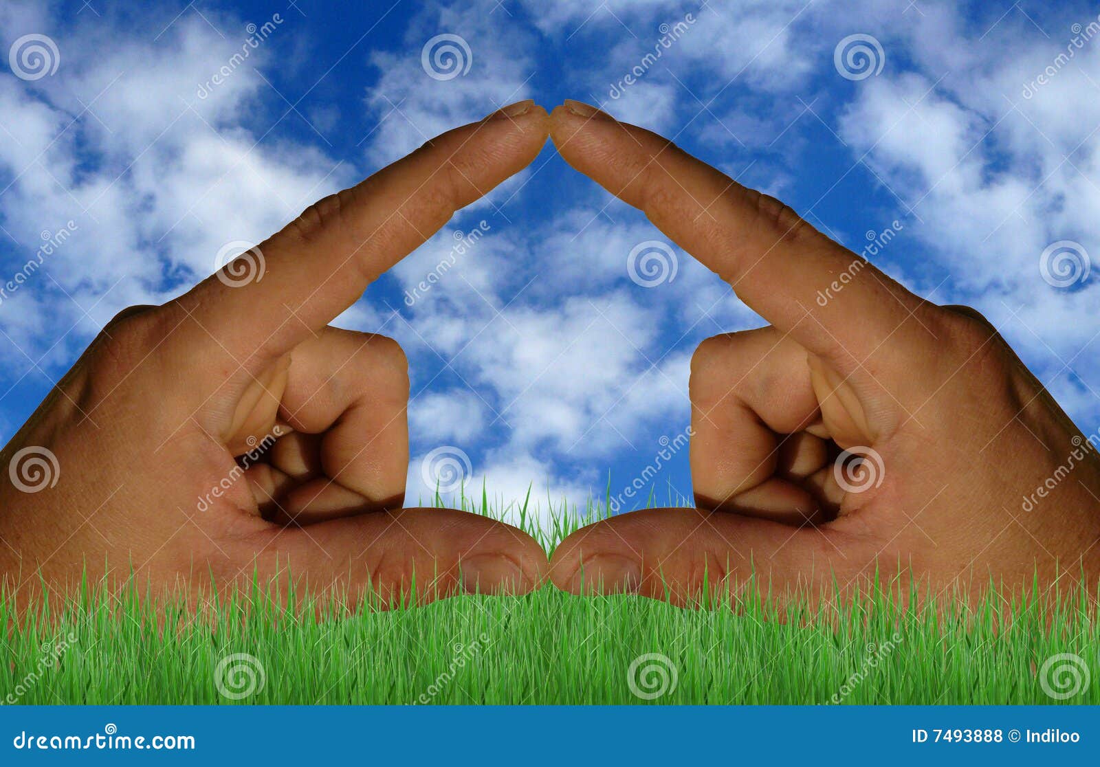 Hands making a house stock photo. Image of house, blue - 7493888