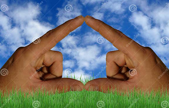 Hands making a house stock photo. Image of house, blue - 7493888