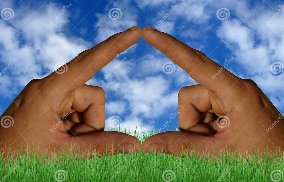 Hands making a house stock photo. Image of house, blue - 7493888