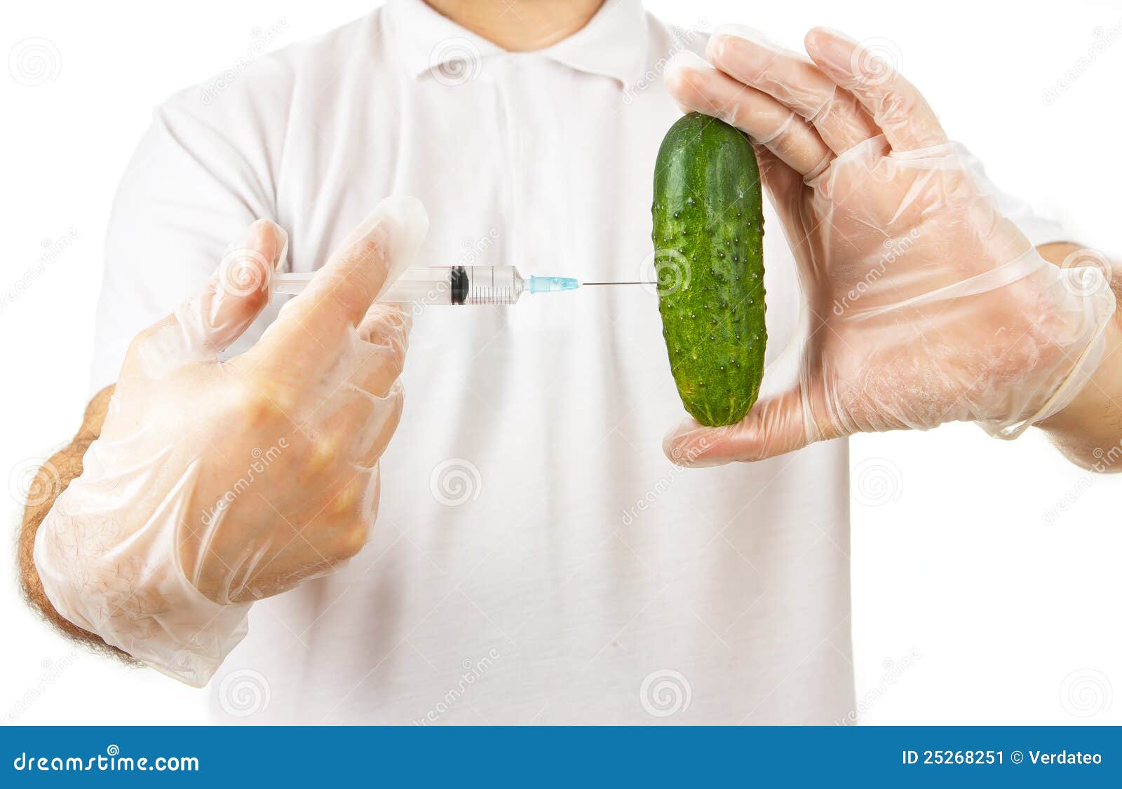 Hands Making Injection To Cucumber Stock Image - Image of hand, green ...