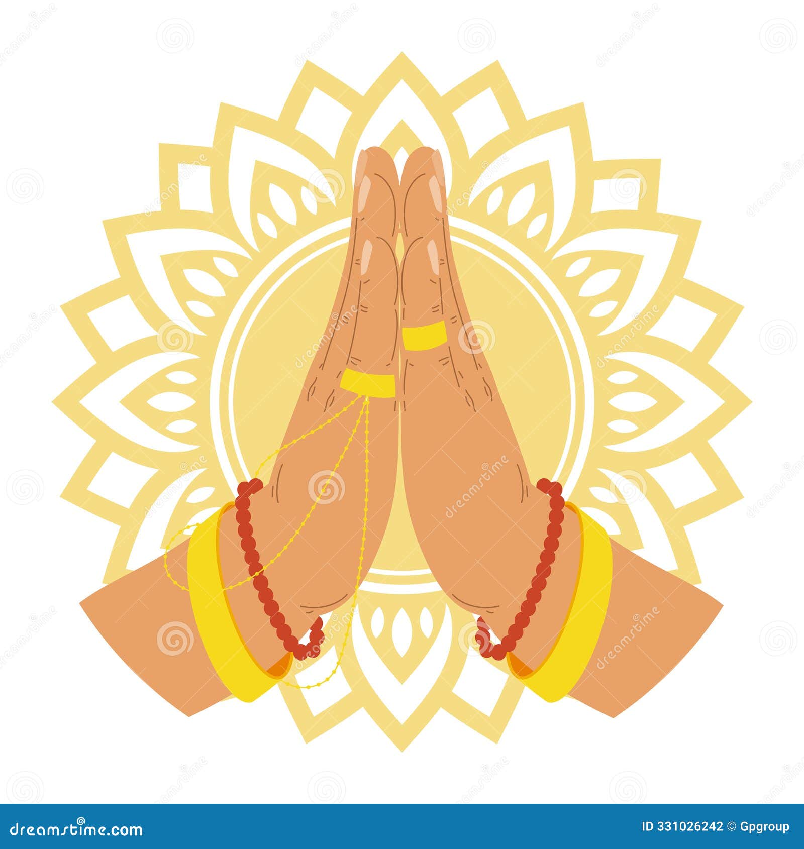 Hands Making Namaste Greeting Stock Illustration - Illustration of ...
