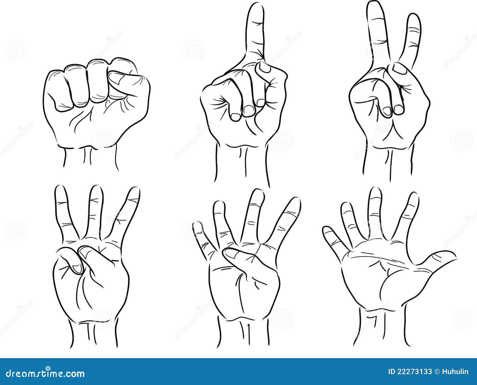 Hands Making the Numbers - 0 To 5 - Vector Stock Vector - Illustration ...