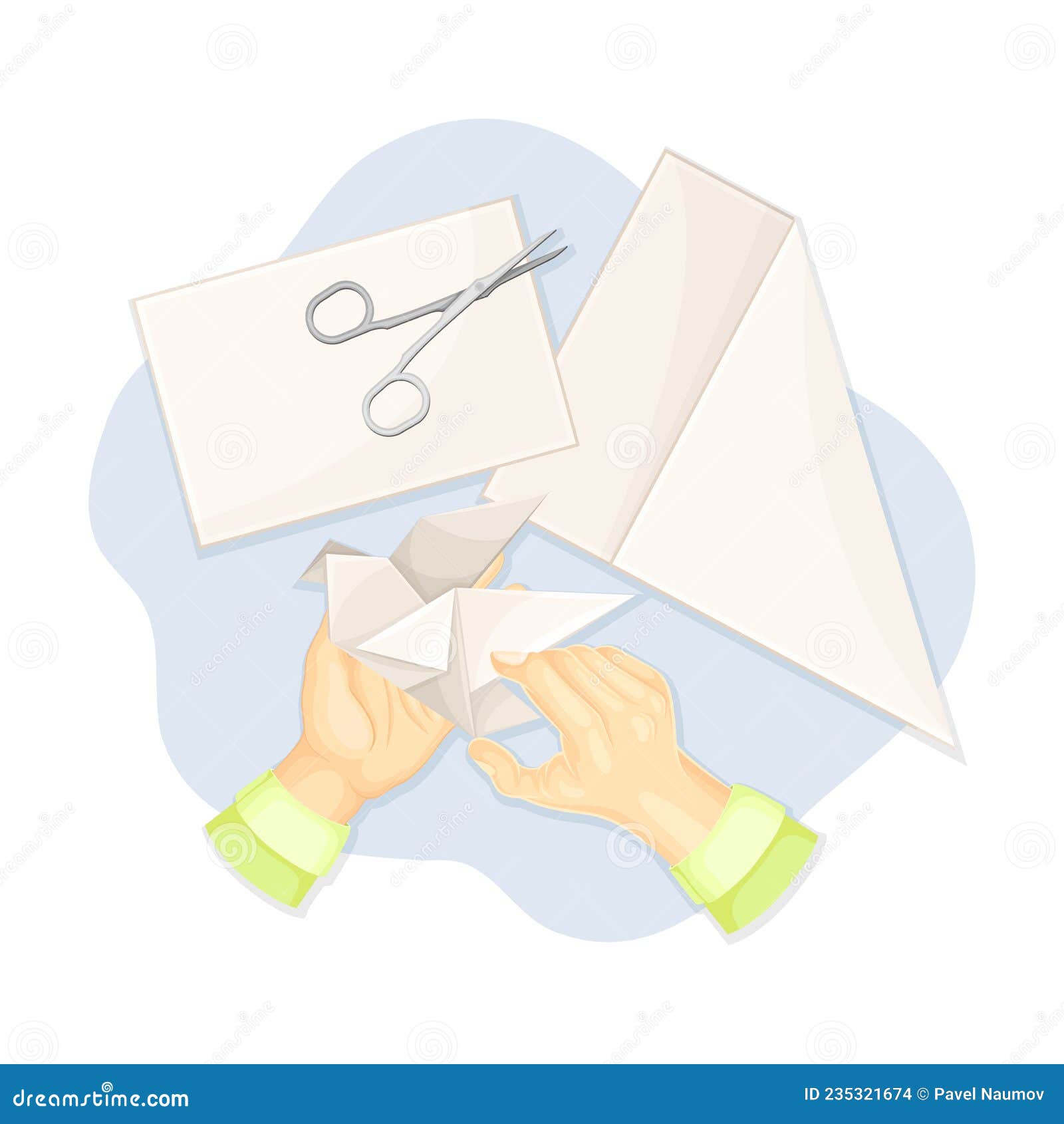 Hands Making Origami Out of Paper. Top View of Creative Work Process ...