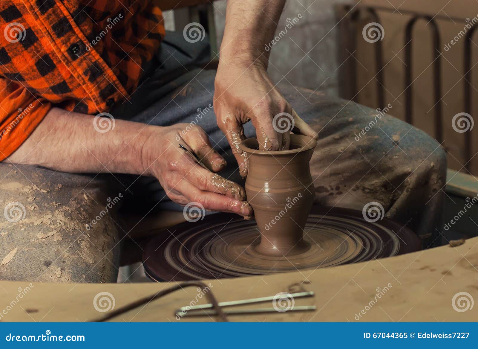 Hands making pottery stock image. Image of tool, pottery - 67044365