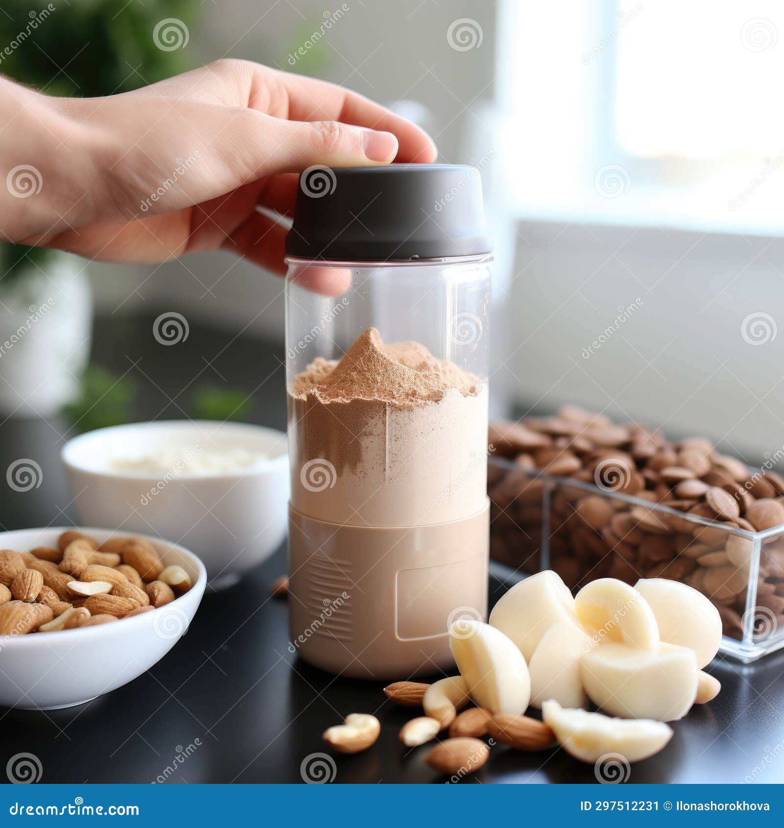 Hands Making Protein Shake at Kitchen. AI Generated Stock Image - Image ...