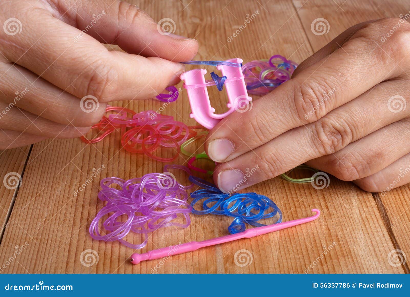 Hands Making Rubber Band Bracelet Stock Photo - Image of plastic ...