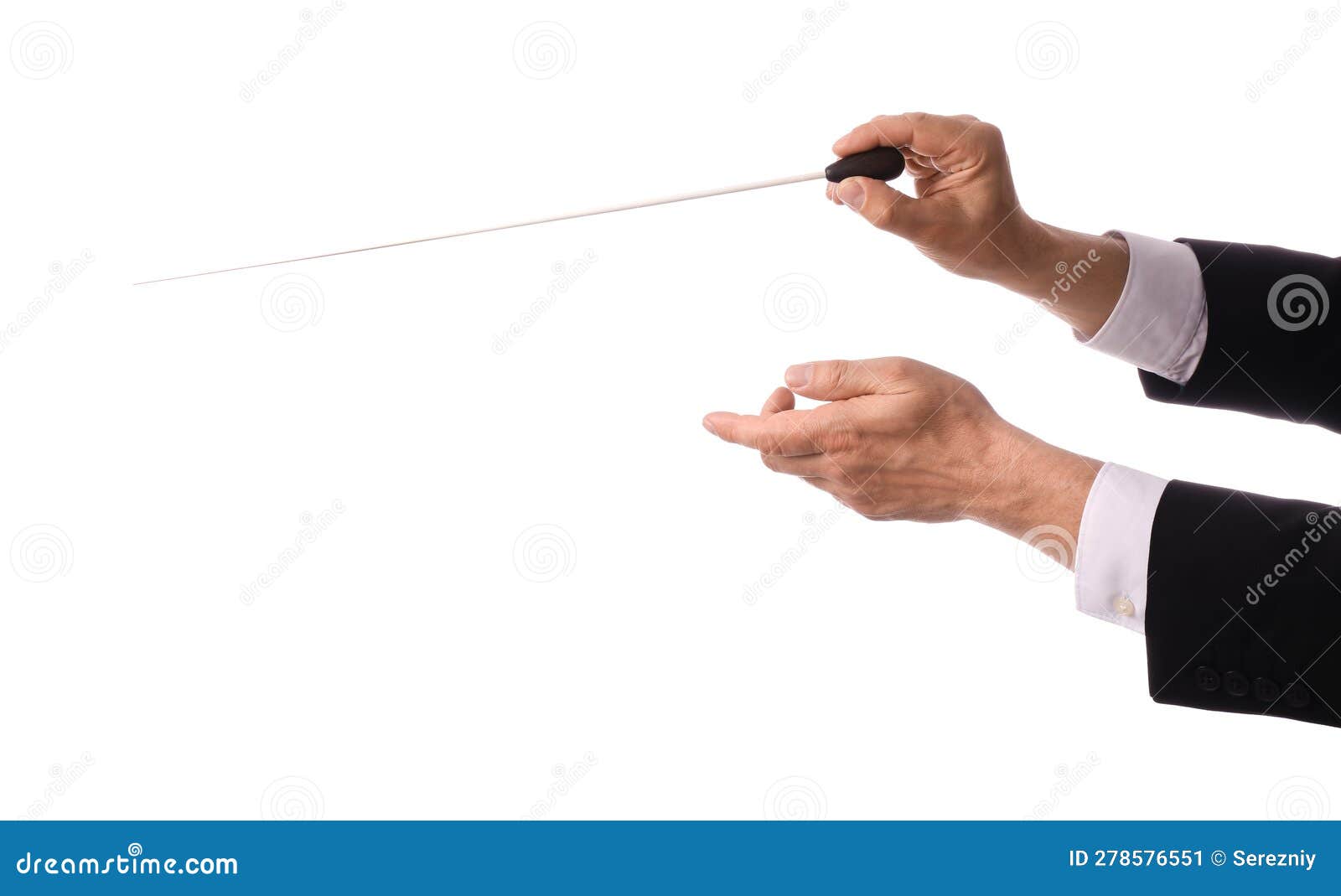 Hands of Male Conductor on White Background Stock Image - Image of ...