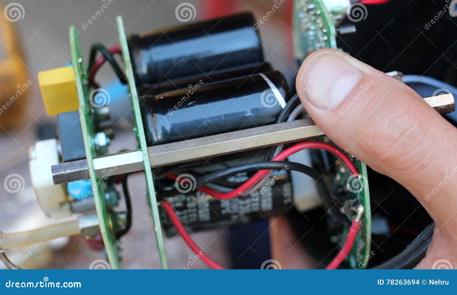 Hands of Male Fixing Electronic Device Stock Photo - Image of ...
